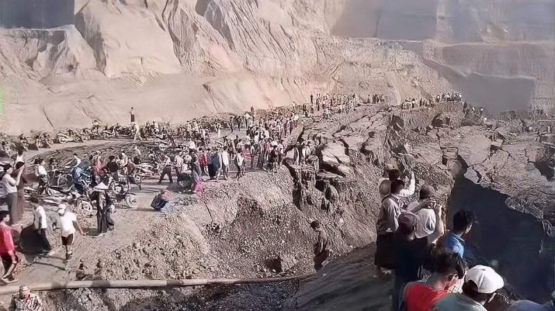 缅甸翡翠矿坑开采过程