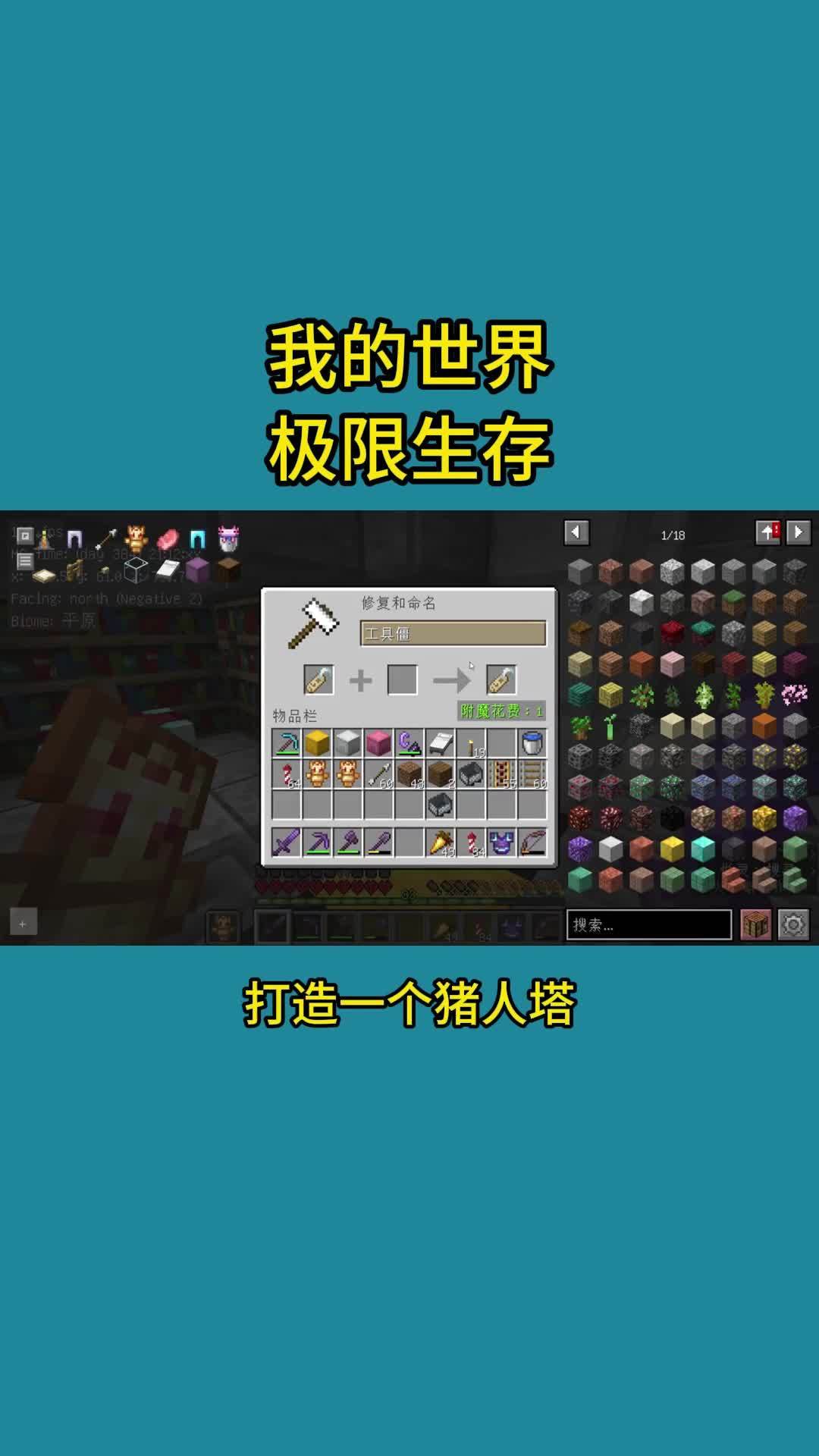 我的世界极限生存:去基岩层建造猪人塔