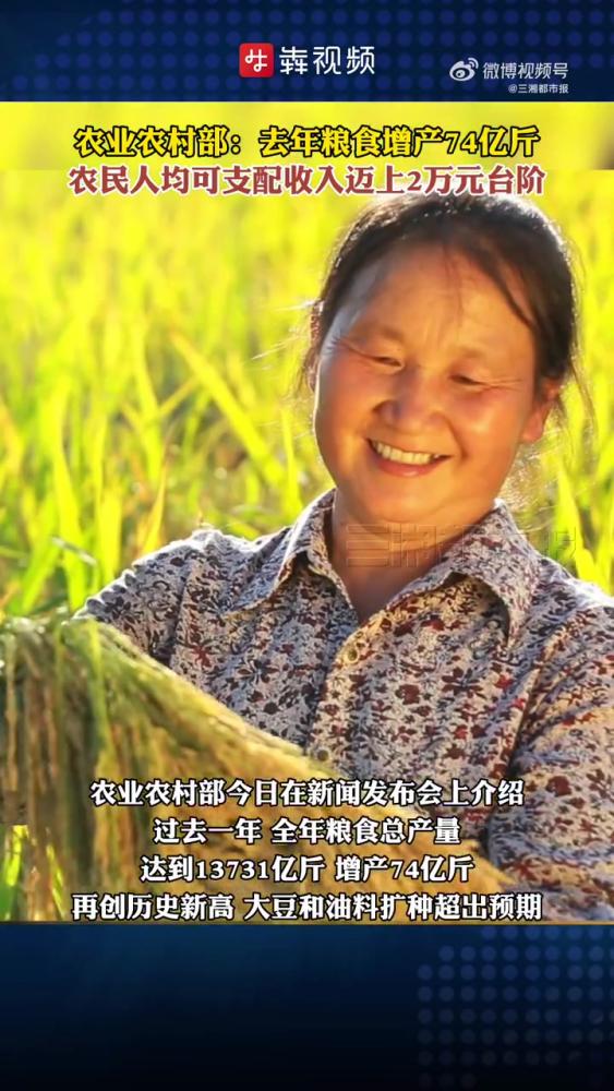 ...为稳定经济社会大局提供了基础支撑。全年粮食总产量达到13731亿...