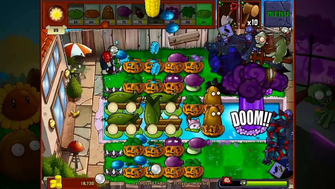 【植物大战僵尸】:无尽模式,防线差点被突破