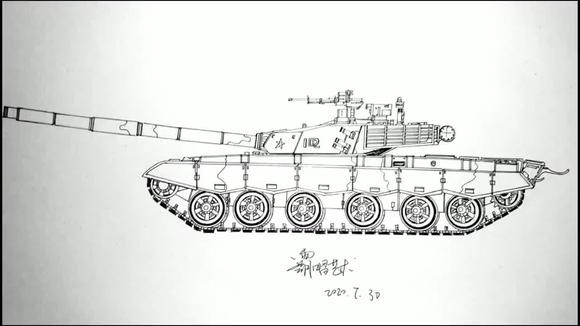 99式主战坦克基本型#手绘 #简笔画