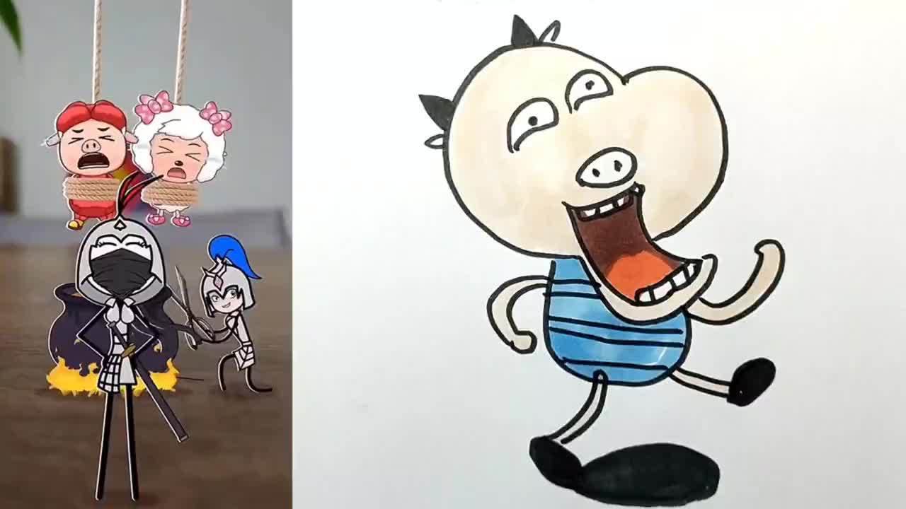 看动画学画画,动漫人物,小猪简笔画