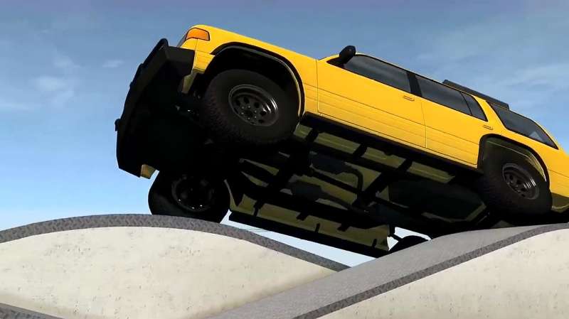 BeamNG越野车测试超强悬挂性能,现场模拟车祸情景,也太真实了