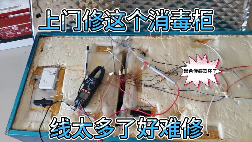 上门修这个消毒柜,没想到那么多线拆下来接不回去了,黑色元件坏
