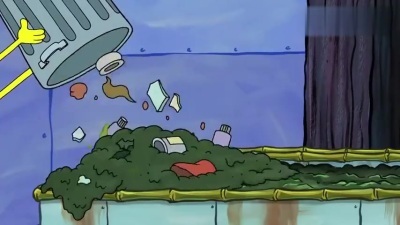 海绵宝宝第九季:海绵宝宝丢倒垃圾,在垃圾堆里发现一怪物