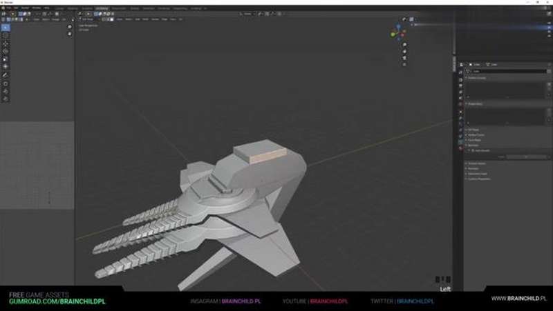「Speed 3d Art」blender-2.8x-10分钟低多边形3d宇宙飞船的过程