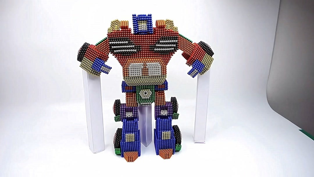 磁珠玩具模型,擎天柱模型的搭建过程!