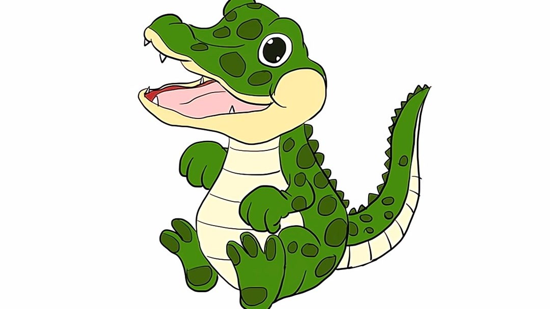 三分钟学会画一只简单可爱的小鳄鱼儿童简笔画