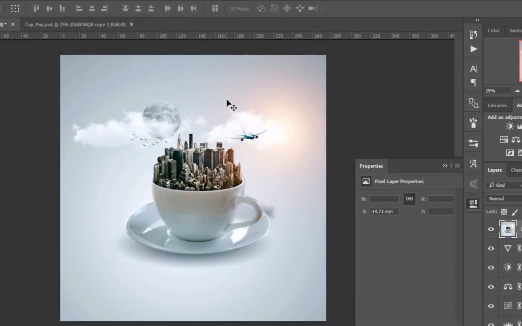 【Youtube热门教程】教大家用PS制作茶杯中的世界合成效果