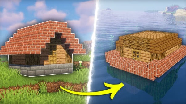 魔哒在我的世界里建造了一座能在水里航行的房子