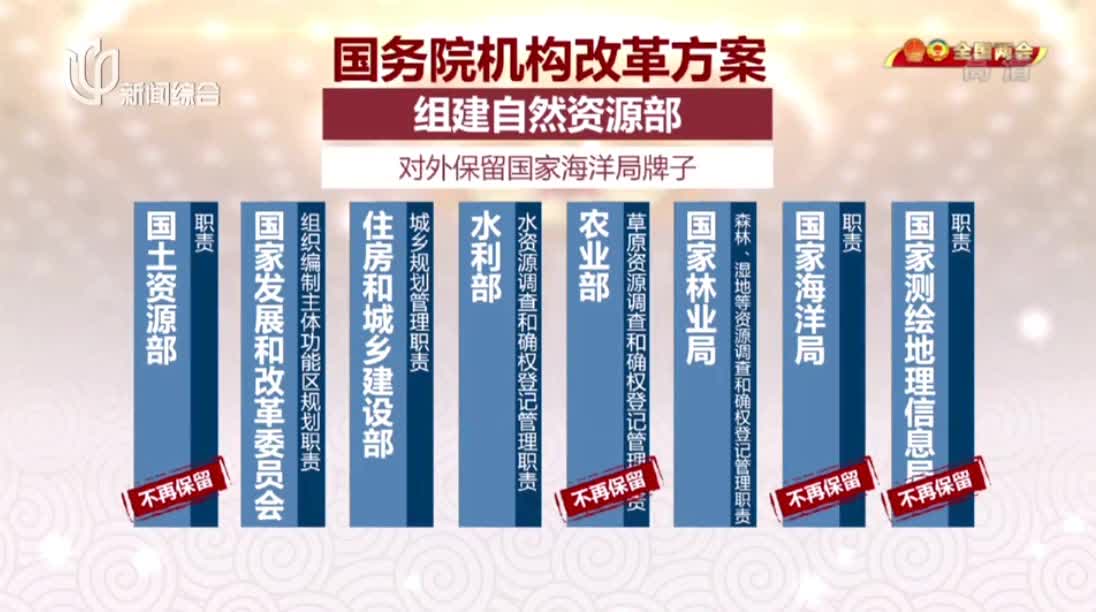 国务院机构改革方案:正部减8个 副部减7个 国务院将设置26个组成部门
