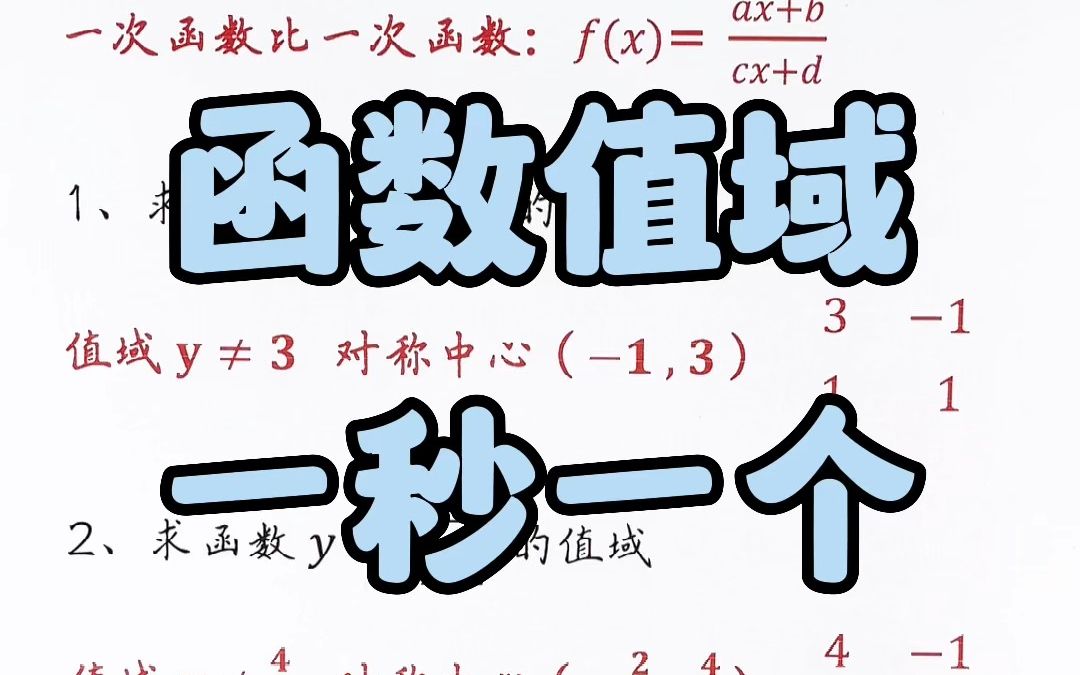 函数值域,一秒一个