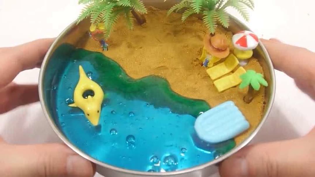 玩具DIY:制作粘土海滩模型,好可爱啊!
