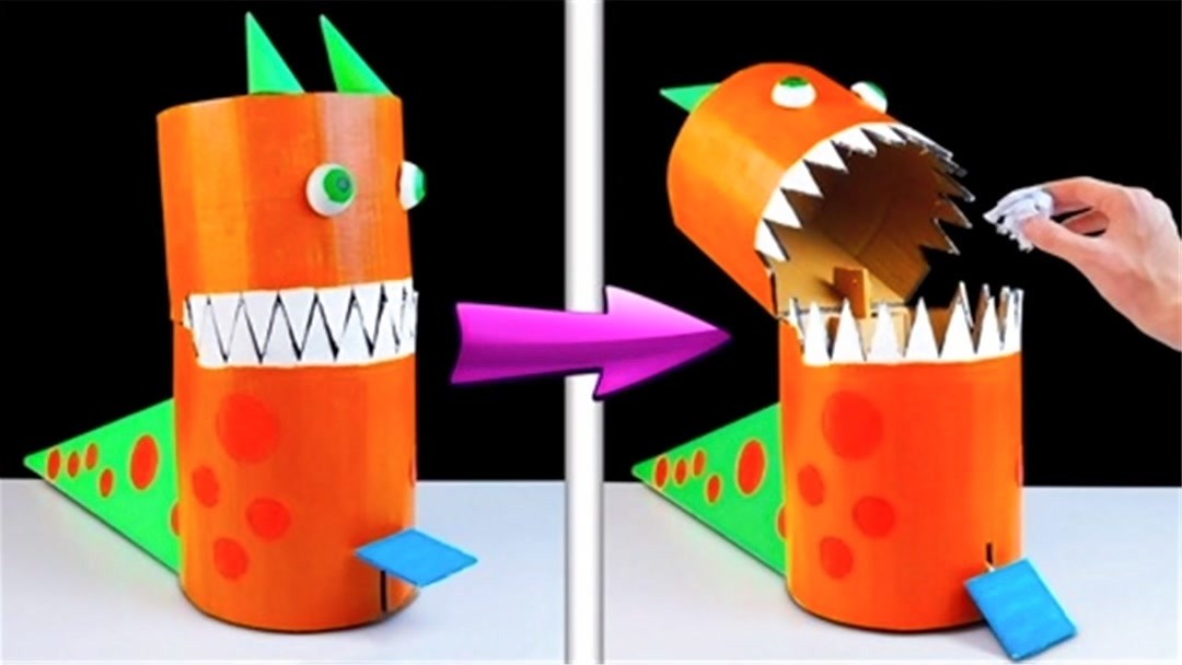 趣味实验,牛人教你用硬纸板制作创意垃圾筒,简单却实用