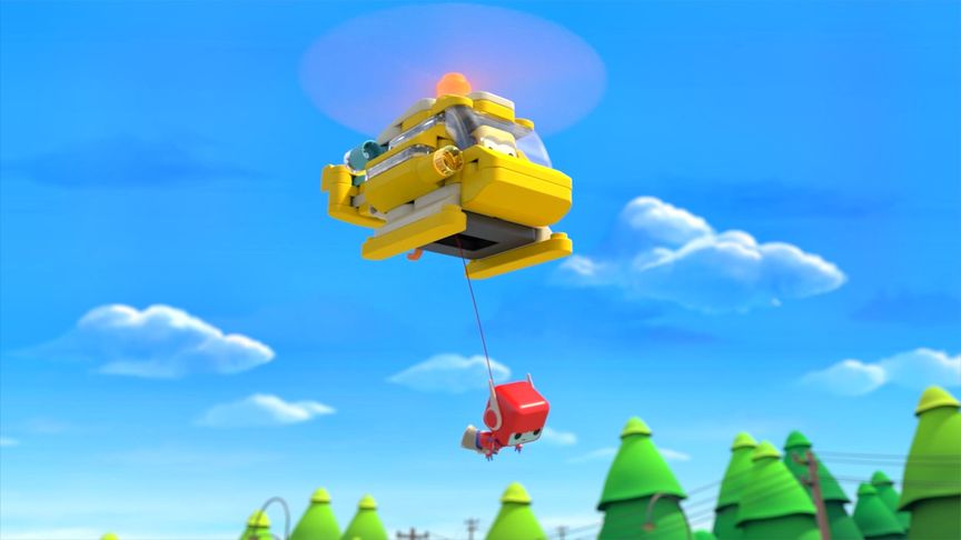 失控的网球机器人跑了,布布吊在直升机上去追