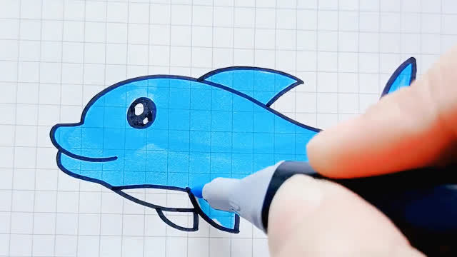 非常可爱的小海豚,亲子简笔画教学!