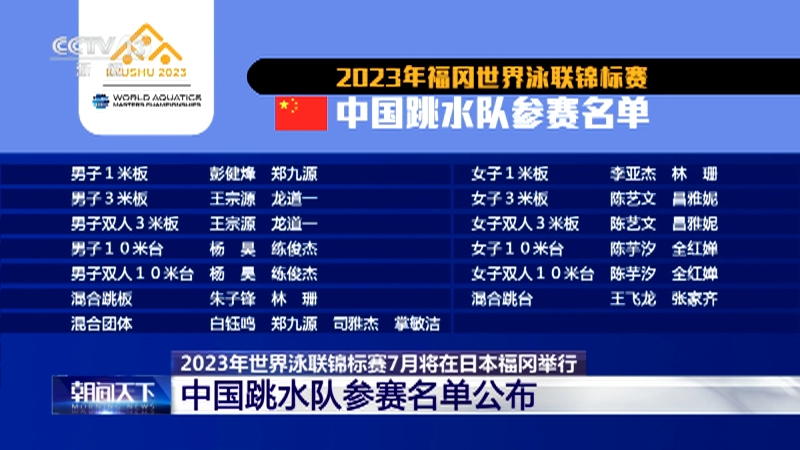 [朝闻天下]2023年世界泳联锦标赛7月将在日本福冈举行 中国跳水队...