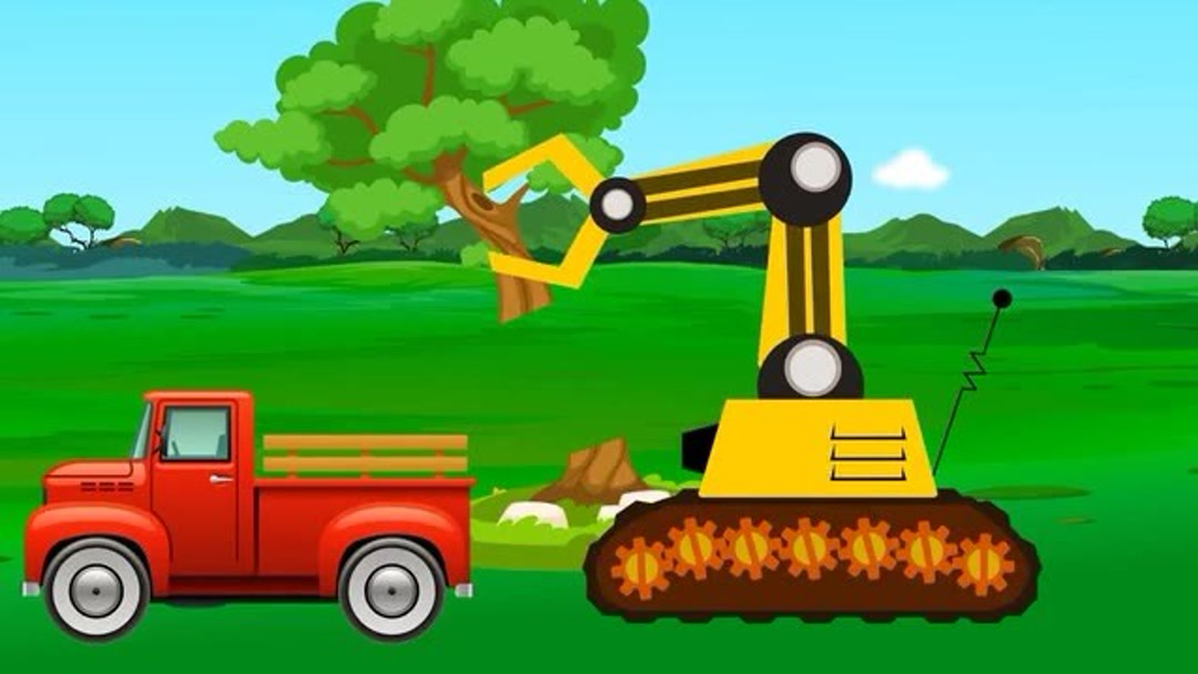 少儿卡通工程车动画片,大卡车多功能手臂车,清理公路上的石头
