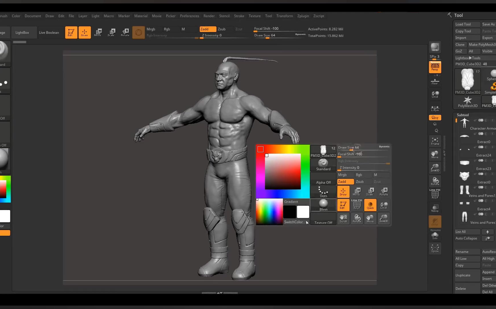 国外大神花费大量时间录制出一整套ZBrush游戏角色肖像逼真骨骼肌肉...