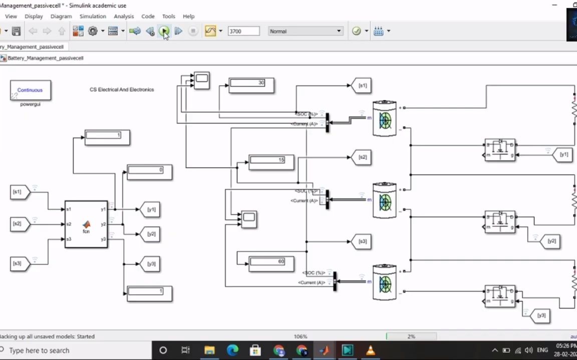 用于电池管理的无源电池平衡matlab simulink仿真建模模型