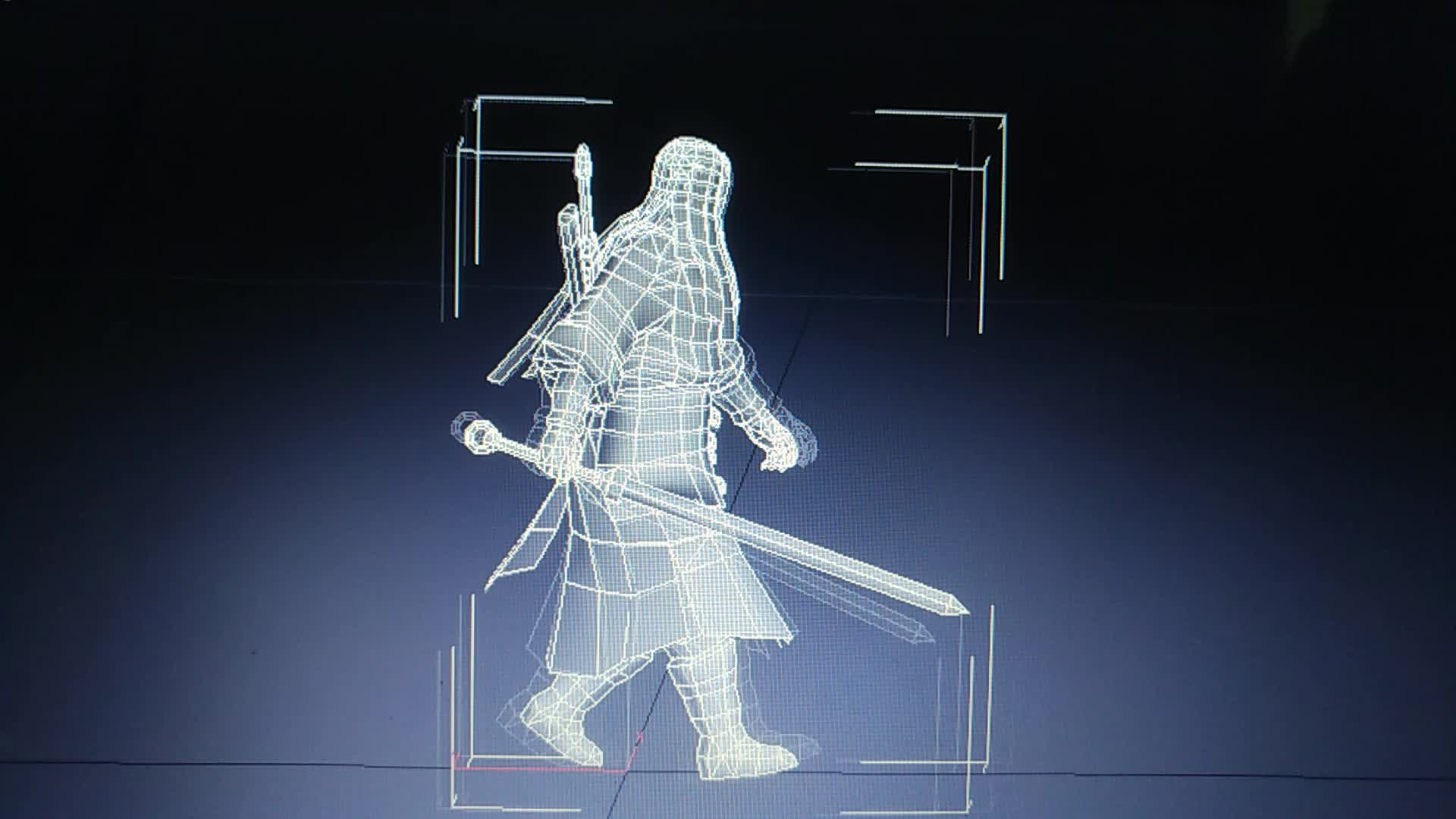 3Dmax动作动画,剑客持剑走路,骨骼动画