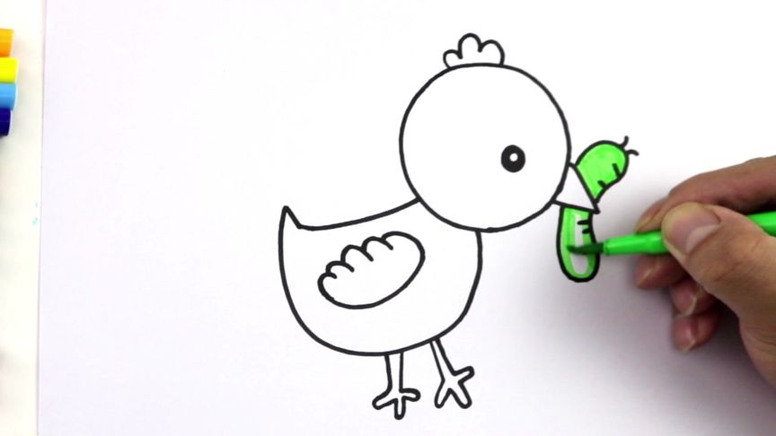 一只萌萌哒小鸡简笔画!
