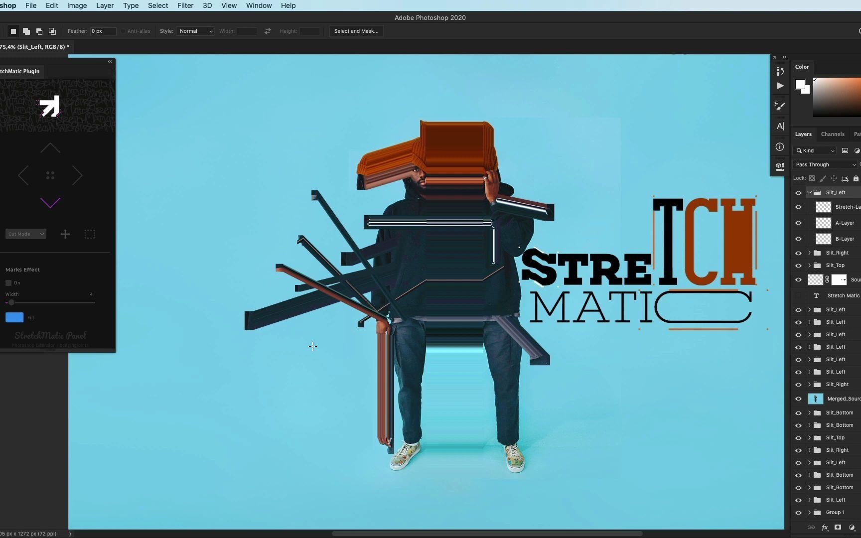 PS插件:创意像素拉伸扭曲运动拼贴画扩展插件StretchMatic ...