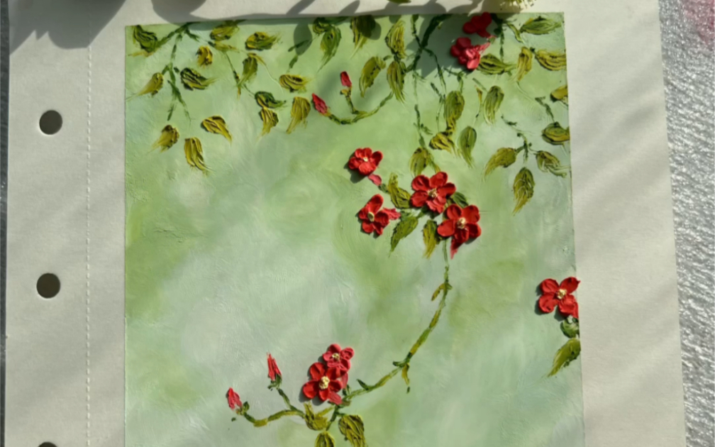 马卡龙色系,凌霄花,油画棒教程