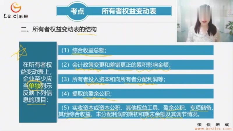 初级会计实务|第6章 第3节 考点 所有者权益变动表