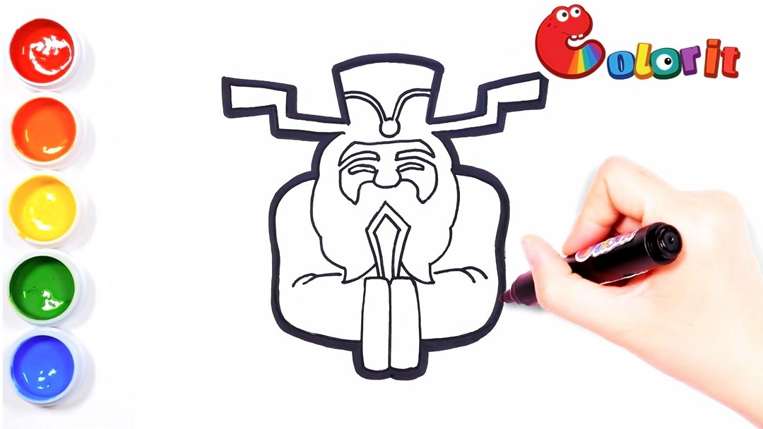 民俗简笔画:今日小年!画一画“上天言好事”的灶王爷