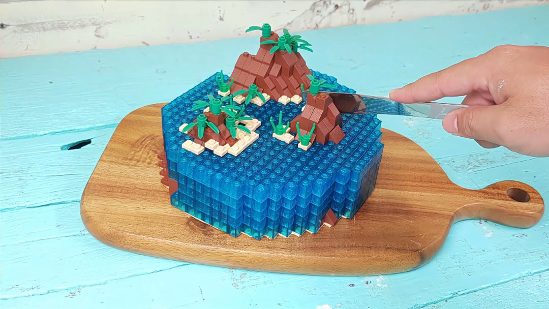 用乐高做一顿美味的岛屿蛋糕,乐高定格动画