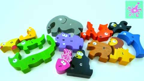 儿童益智拼装小动物积木玩具,认识26个字母