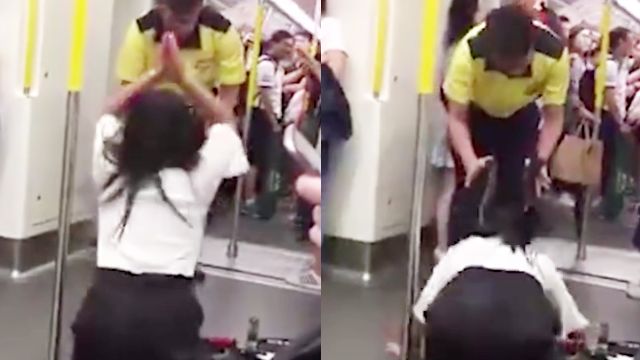 香港:带电动车上地铁屡遭拒绝 女子不依不饶向工作人员下跪磕头