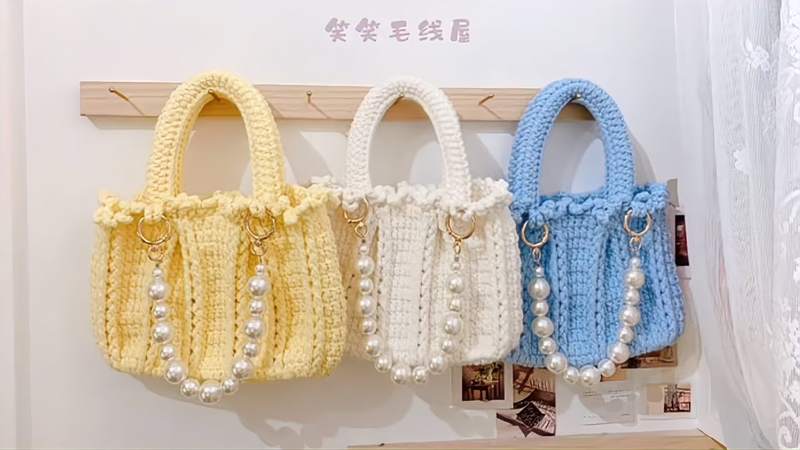 温柔手提包,新手钩针编织教程九,喜欢记得关注收藏