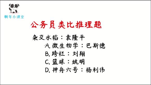 公务员类比推理题,杂交水稻:袁隆平,对应什么