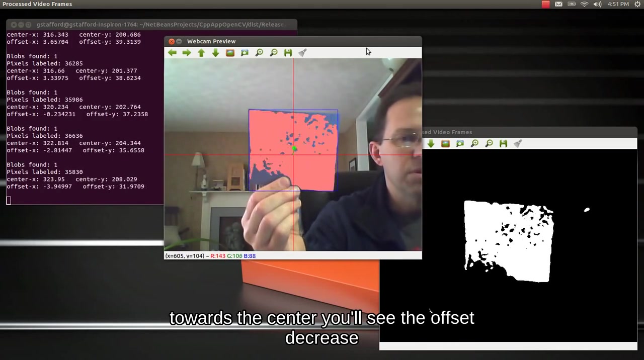 基于颜色范围的对象跟踪使用C ++,OpenCV和cvBlob(英文字幕)