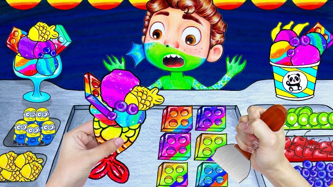 趣味定格动画:颜值超高的冰淇淋,小海怪很满意
