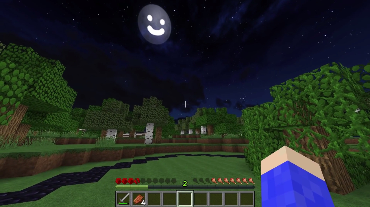 我的世界 与女朋友去森林里野营,天上出现了诡异的月亮