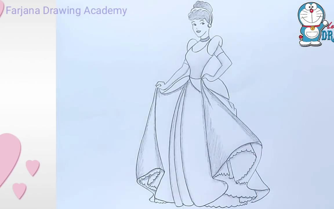 如何画可爱的灰姑娘公主
