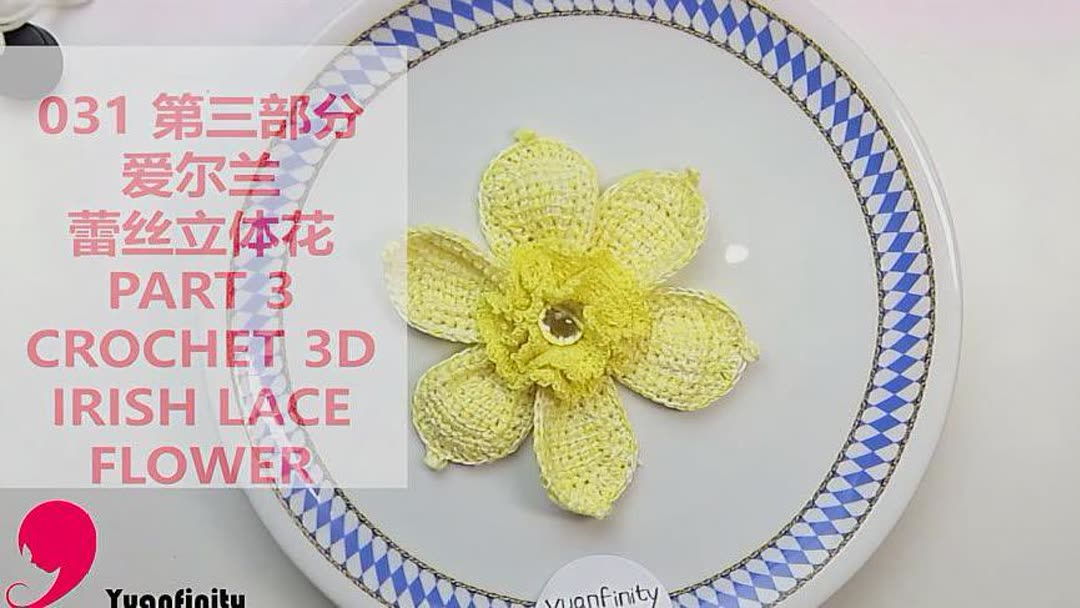 钩编立体花教程 爱尔兰蕾丝 钩针花朵 第三部分 031 Yuanfinity