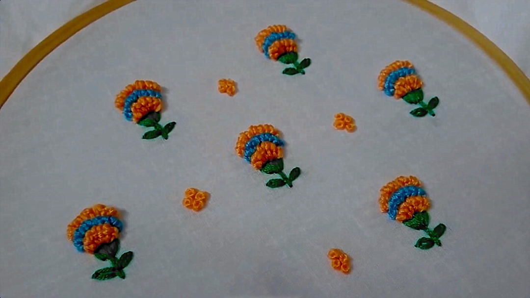 手工刺绣教程,花朵图案的简单绣法!