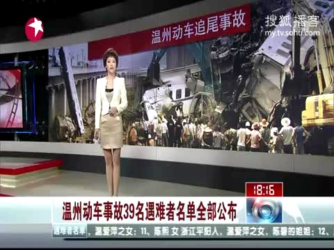 东方高清0728-东方新闻-温州动车事故39名遇难者名单公布