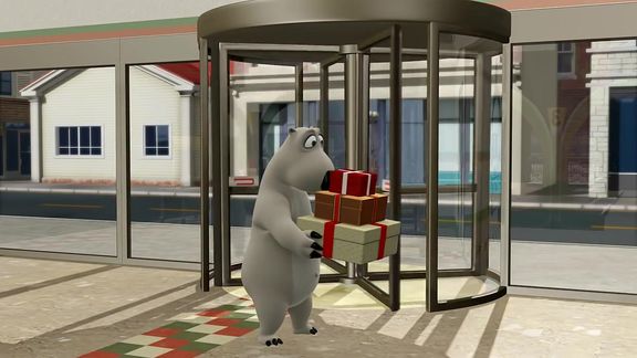 北极熊怎么也走不出回转门,搞笑的贝肯熊动画,大人小孩都爱看!