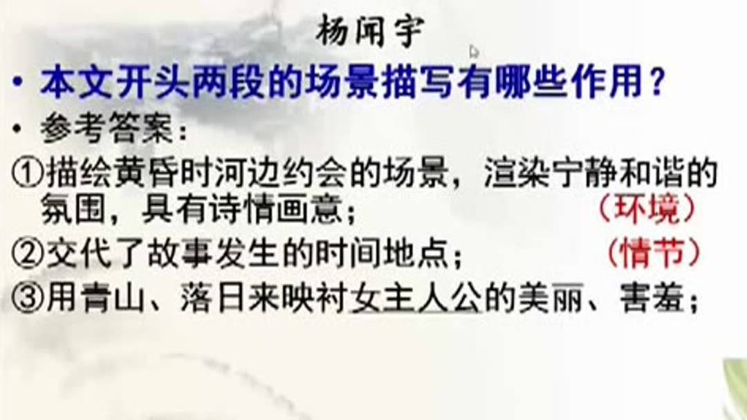 微课大赛优秀作品 小说阅读中环境描写作用