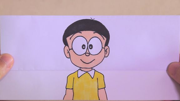 脑洞漫画哆啦A梦大雄10到20岁长相,用1张纸手工展示,长大变帅气