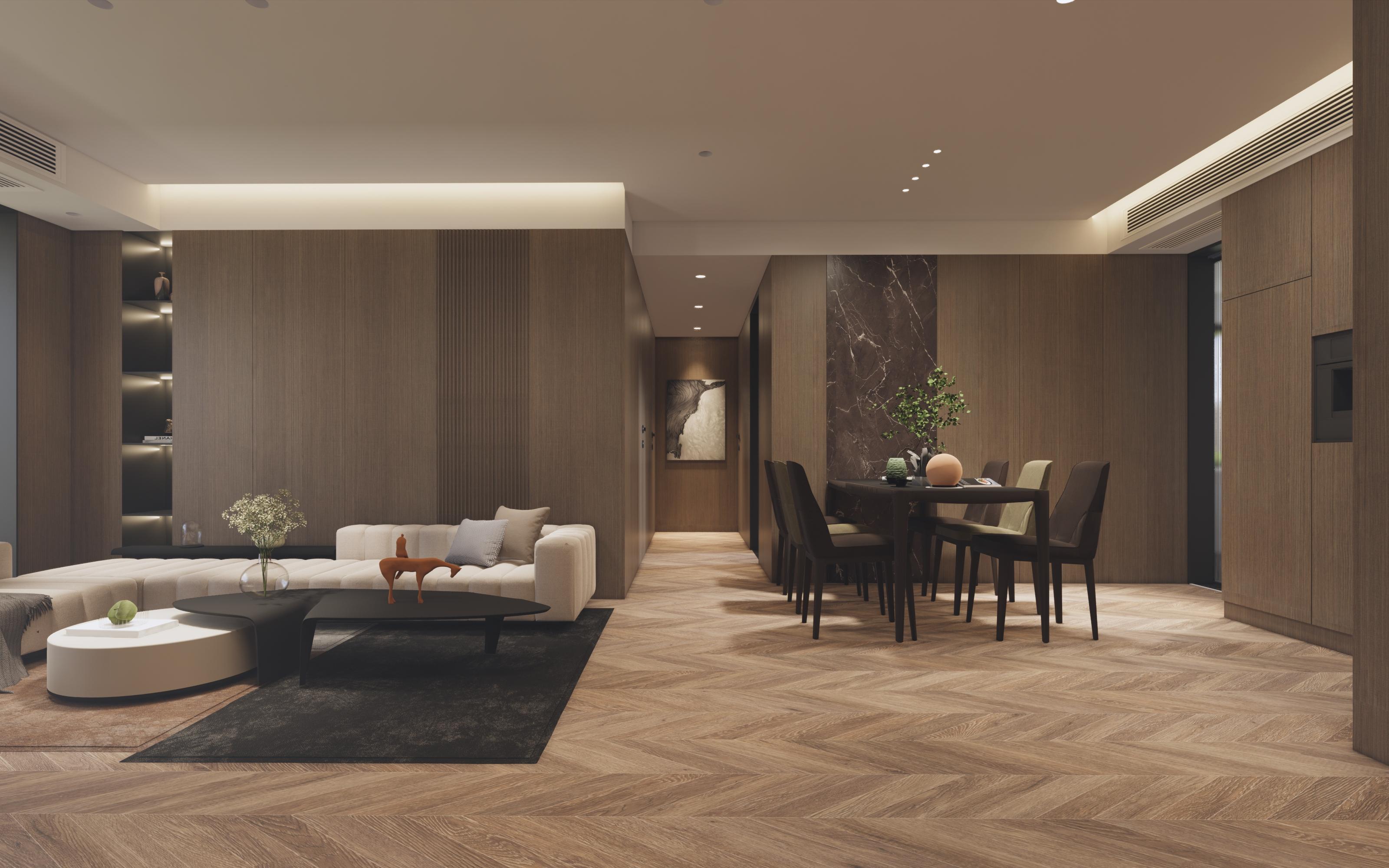 [设计表现]被温暖的木材与灯光包裹着