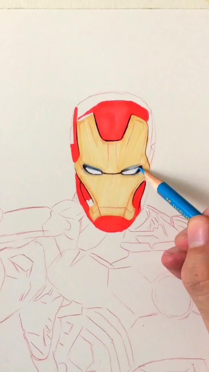 这个点了还有没睡的吗?钢铁侠绘画过程视频剪辑好了