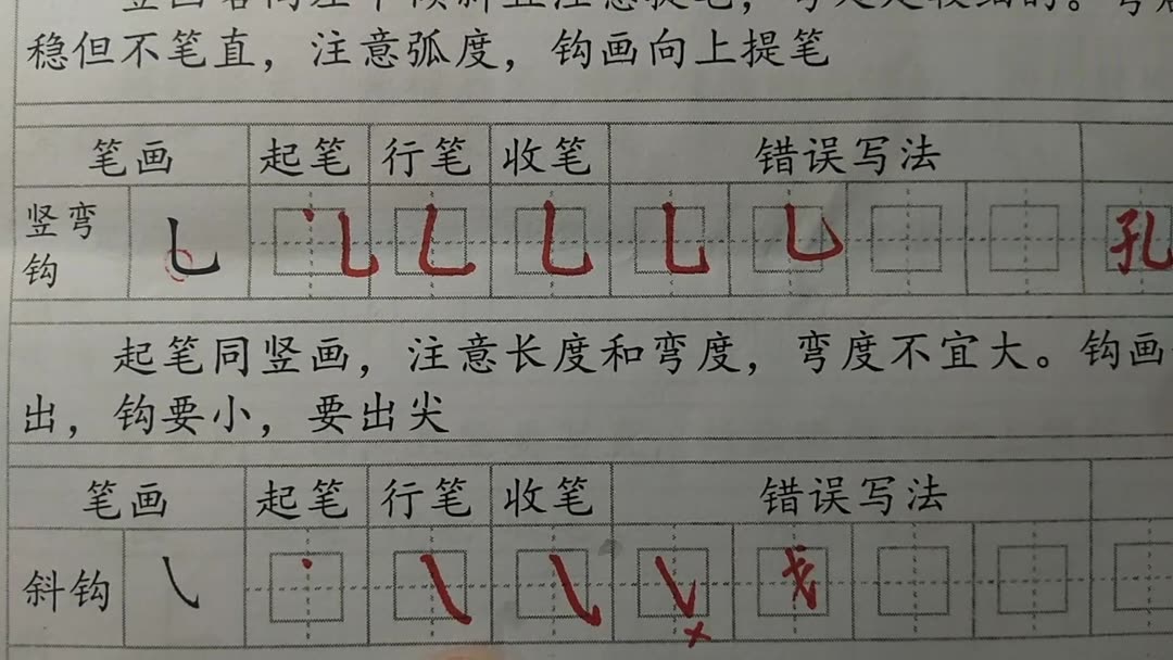 正楷硬笔书法笔画写法-斜钩