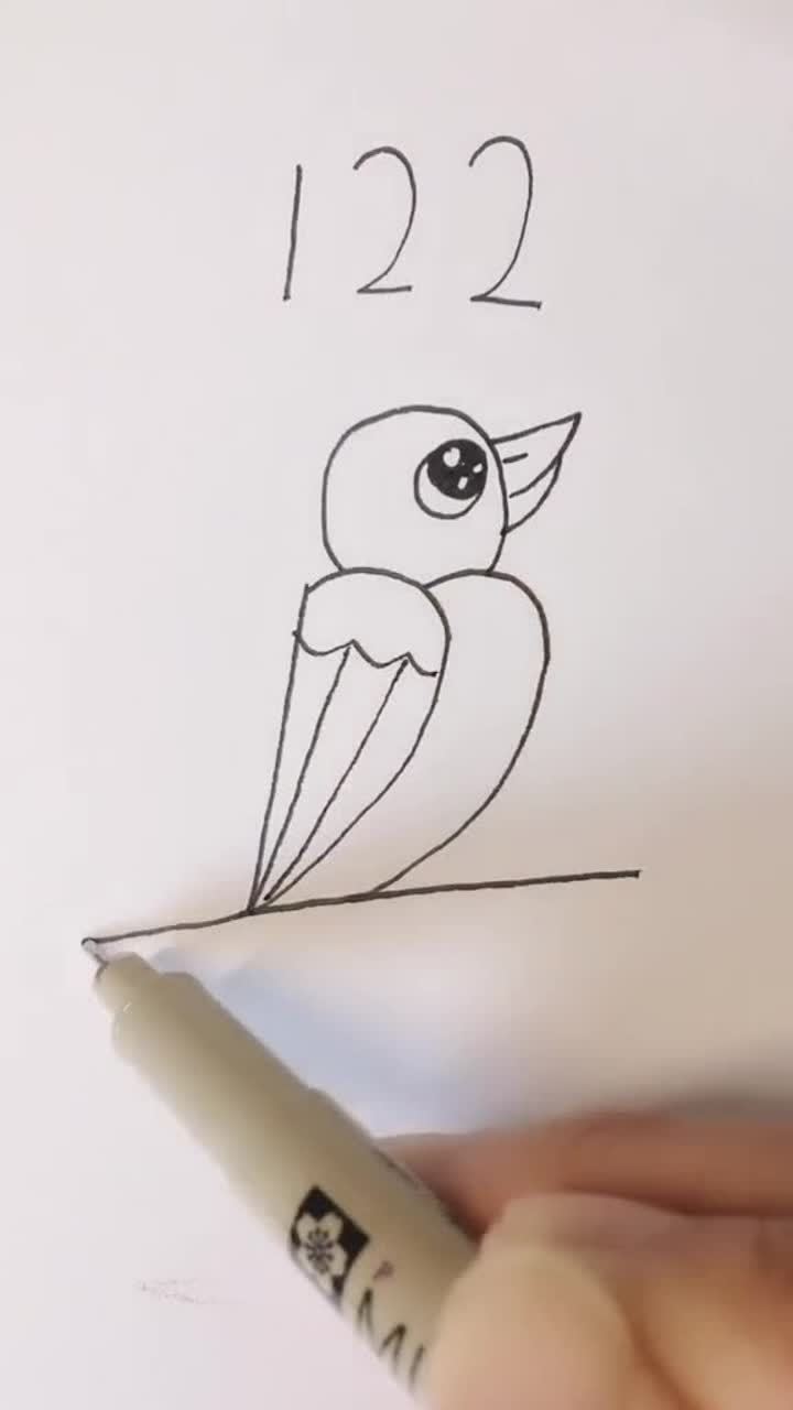 数字122画小鸟,学会了吗?