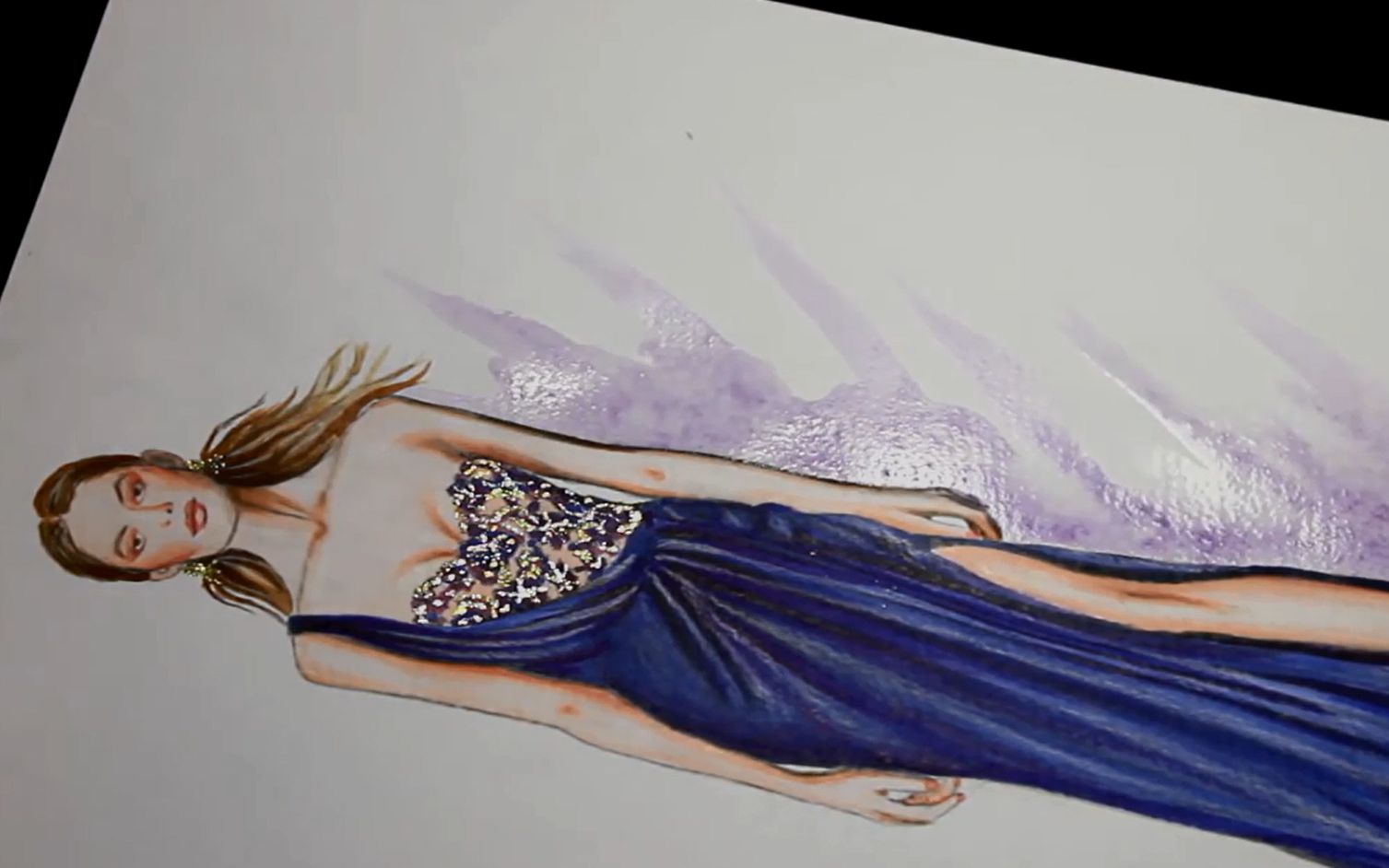 服装设计师手绘教学,回头率超高蓝色性感礼裙,你学会了吗?